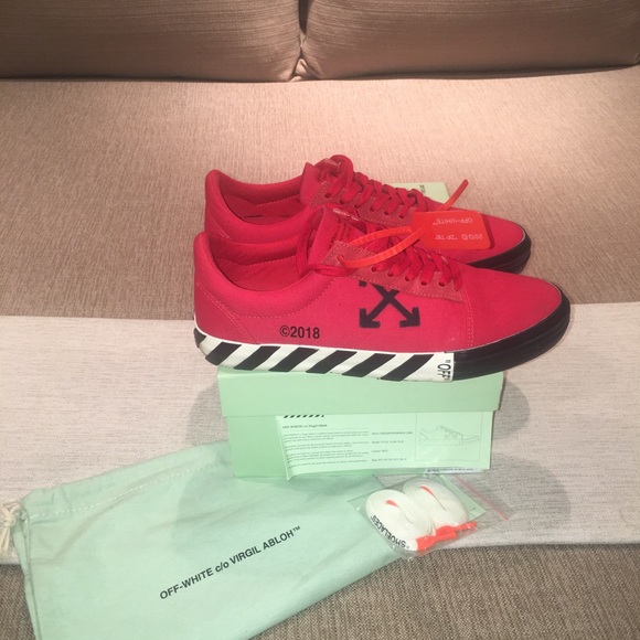 Off-White | Shoes | Offwhite Vulcanised Low Top Red 28 Release | Poshmark